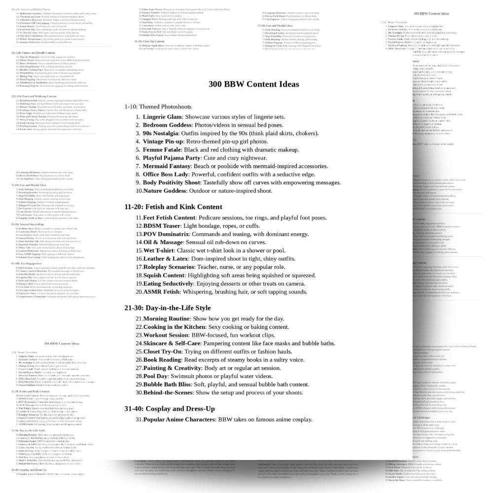 300 Adult Content Ideas for BBW Models BBW Content Ideas BBW Guide Onlyfans Advice Onlyfans ...