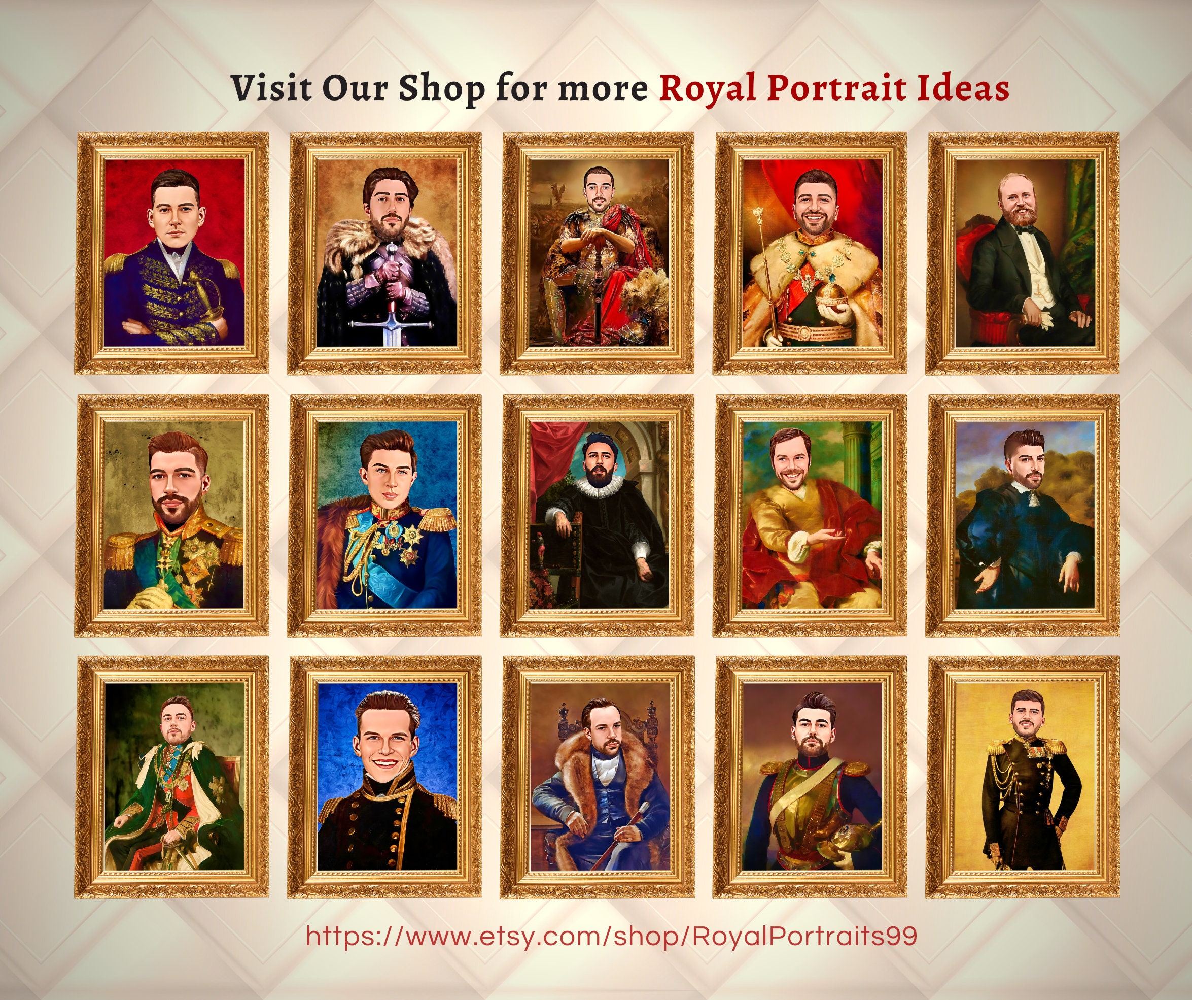 Custom Royal Portrait for Him, Regal Portraits, Royal Painting From ...