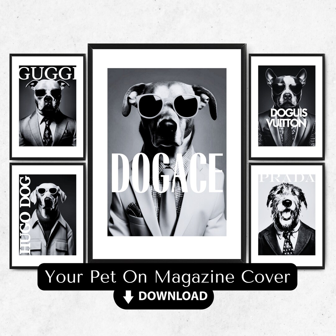 Fashion Dog Magazine Cover Pet on Magazine Cover Dog Portrait Digital ...
