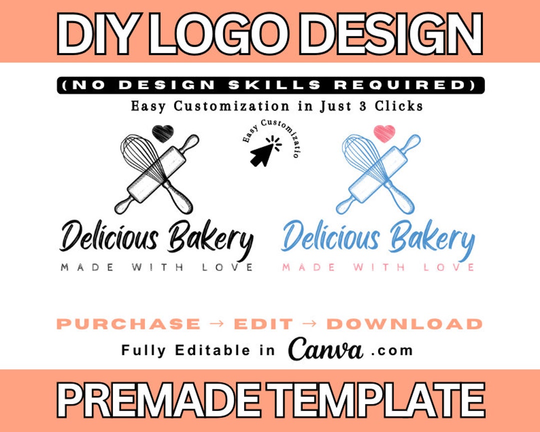 Chef Logo for Bakery, Baker Logo for Home Bakers, Custom Bakery Logo ...