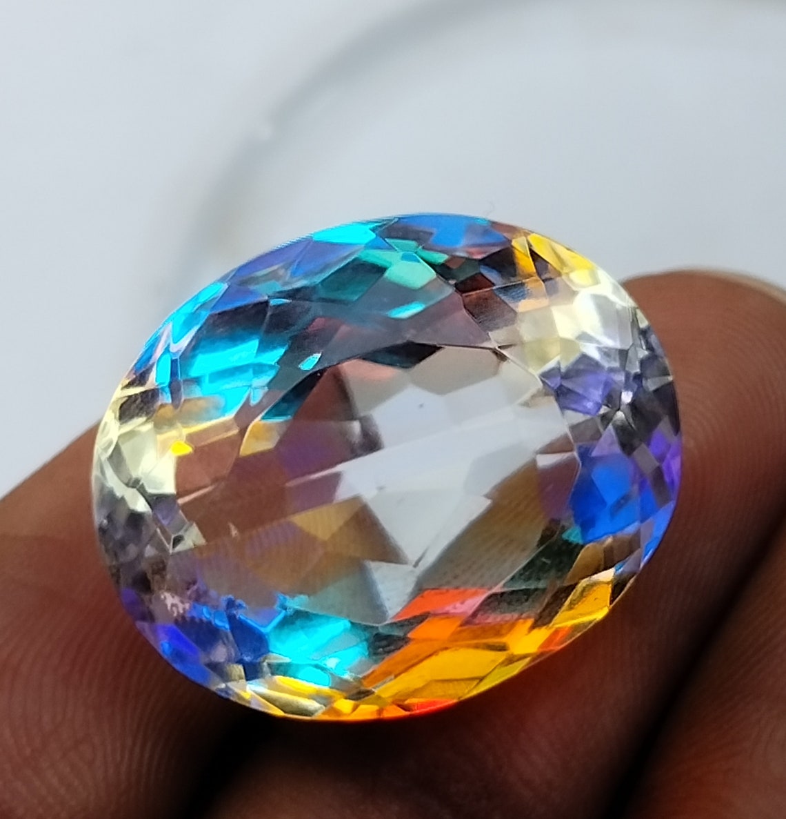 Certified Magical Quartz 40 Ct AA+ Rainbow Color Mystic Topaz Oval ...