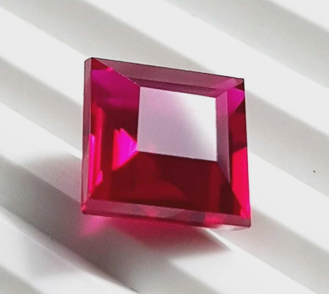 CERTIFIED 7 Carat Natural Ruby Square Shape Burma Pigeon Blood Red Ruby ...