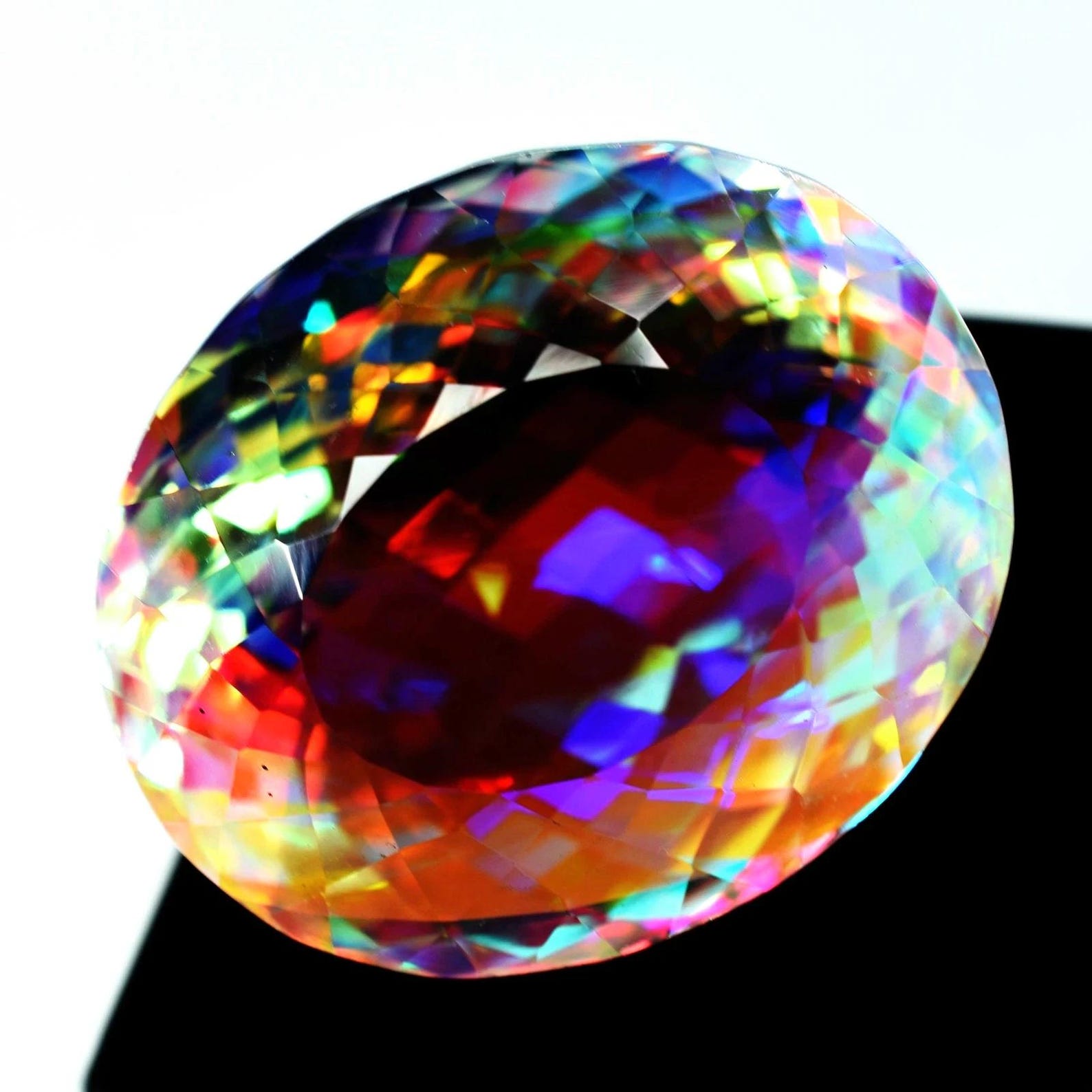 Certified Magical Quartz 40 Ct AA+ Rainbow Color Mystic Topaz Oval ...