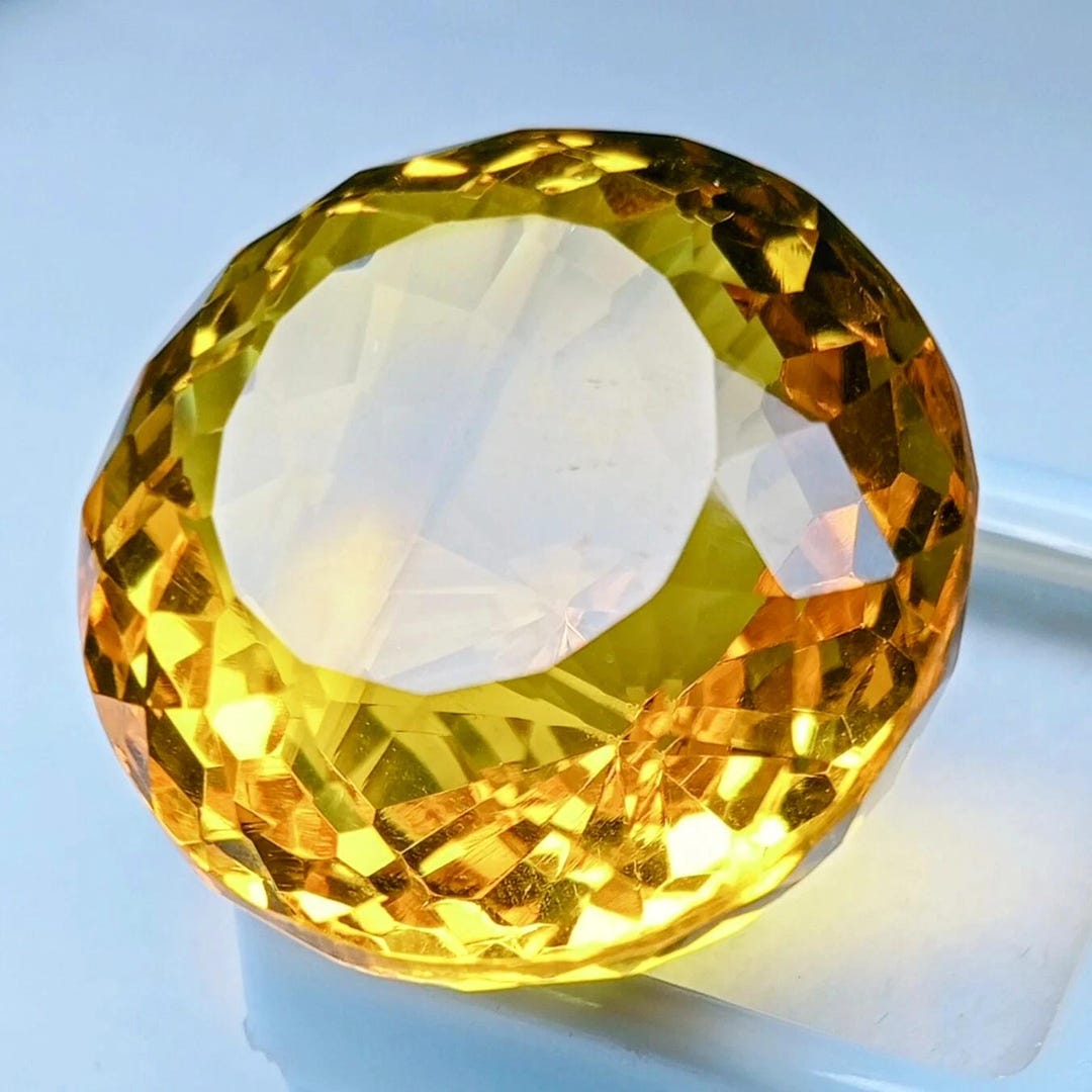 Unique AAA+ 8 Ct Yellow Brazilian Topaz Round Cut Big Size Yellow Topaz ...