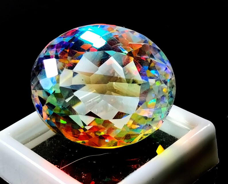 Certified Magical Quartz 40 Ct AA+ Rainbow Color Mystic Topaz Oval ...