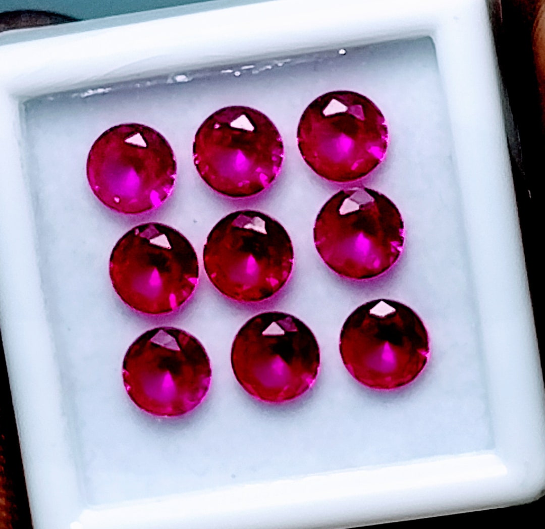 CERTIFIED 9 Pcs Natural Ruby Burma Round Shape Pink 5 X 5 MM Red Ruby ...