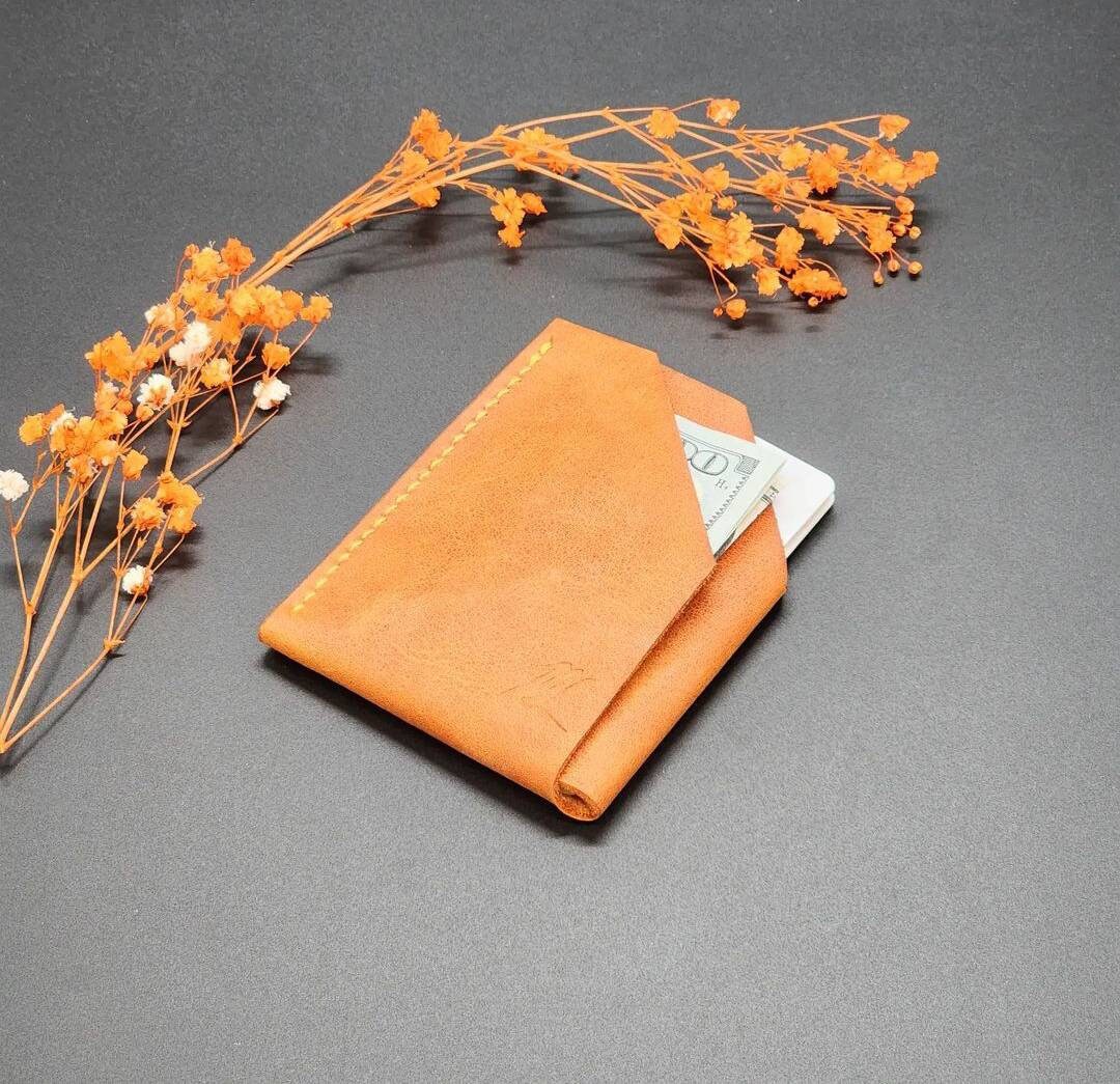 Leather Folding Wallet PDF Pattern. Folding Card Case . Brown Card ...