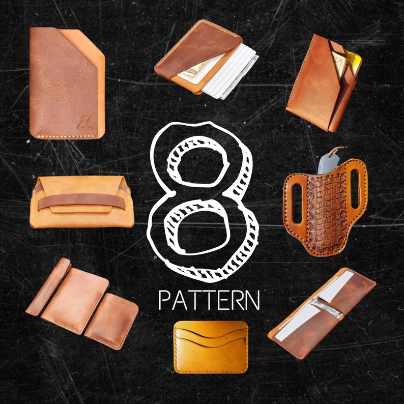 Leather Pattern Set, PDF Pattern, Wallet Template, Leather SVG Pattern ...