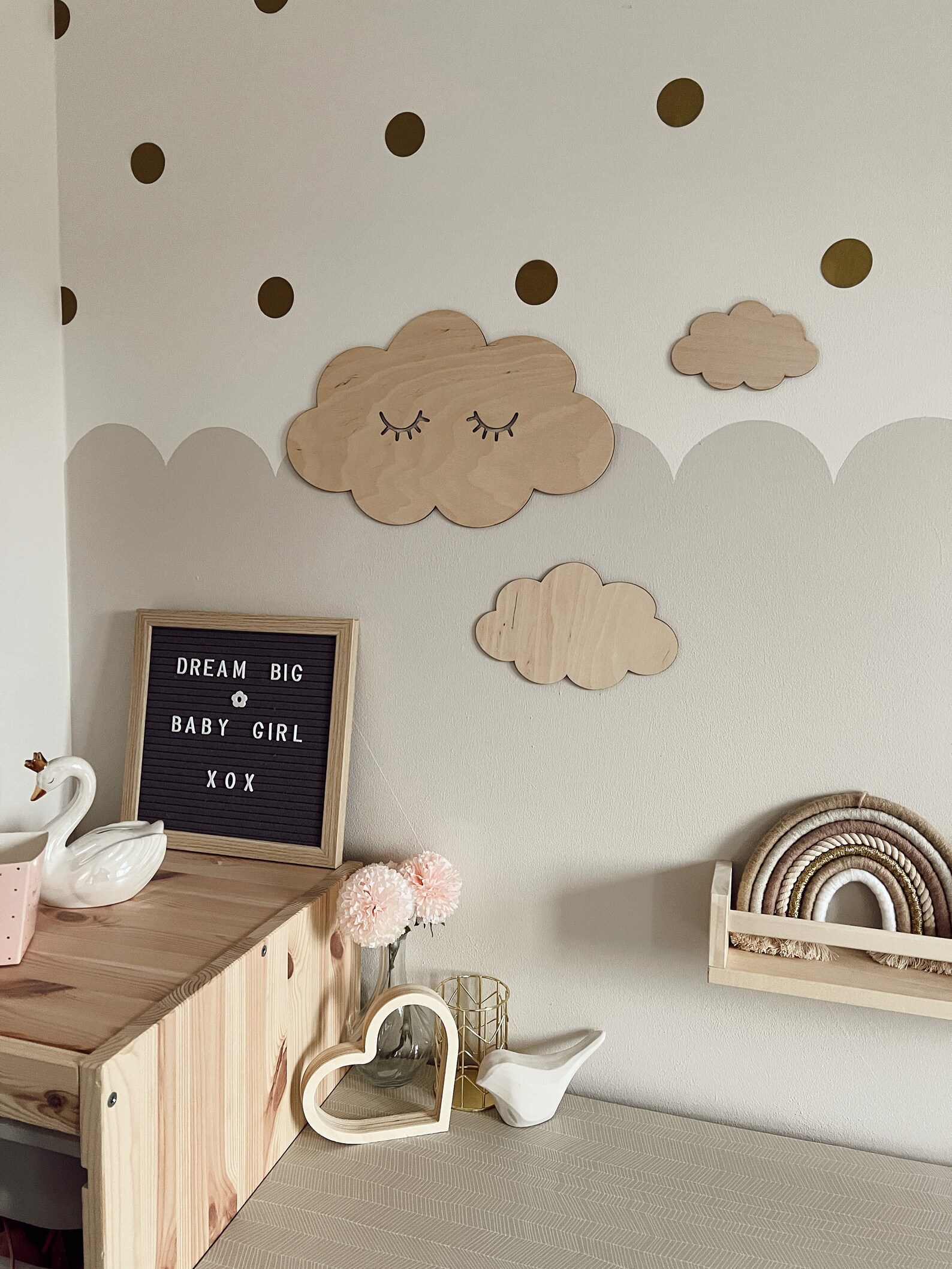 Wooden Cloud Trio Boho Nursery Decor Scandi Accessory - Etsy