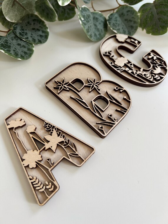 Wooden Wild Flowers Letters Alphabet Boho Nursery Decor - Etsy UK