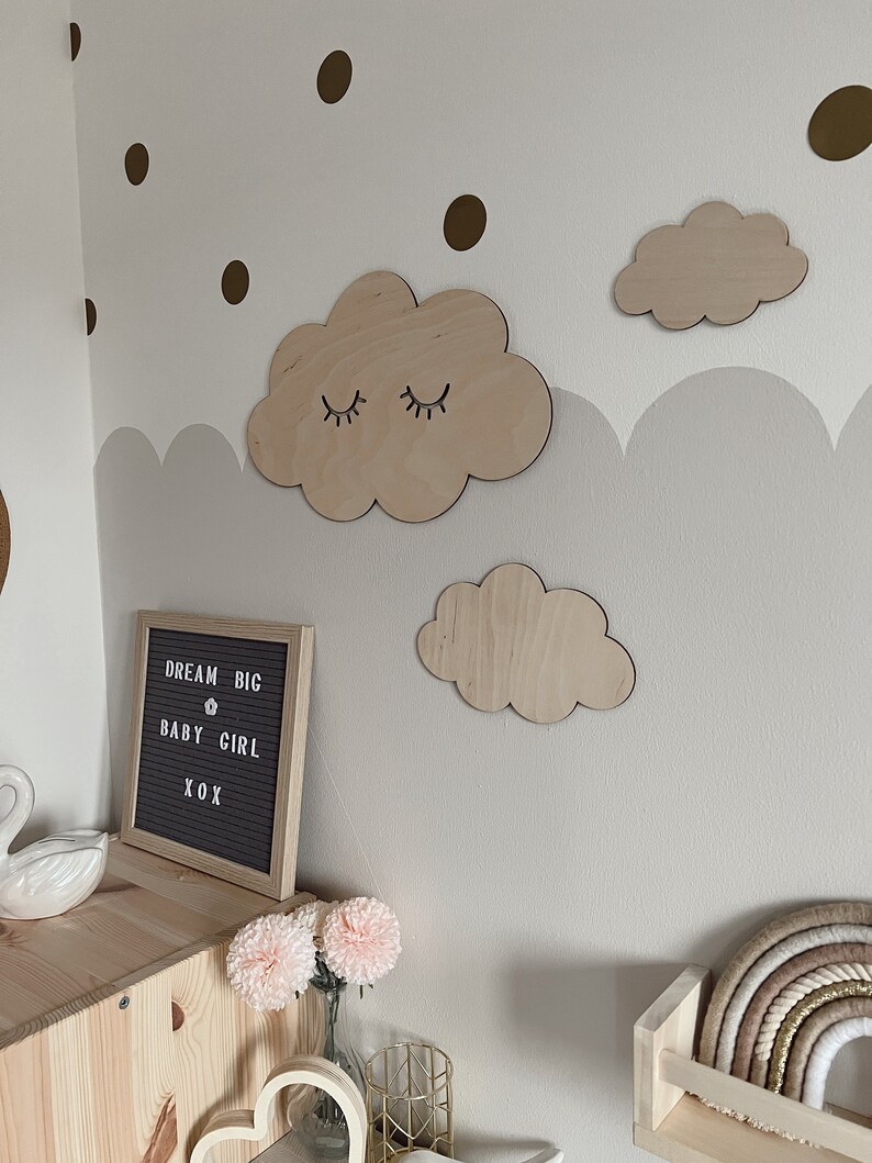 Wooden Cloud Trio Boho Nursery Decor Scandi Accessory - Etsy