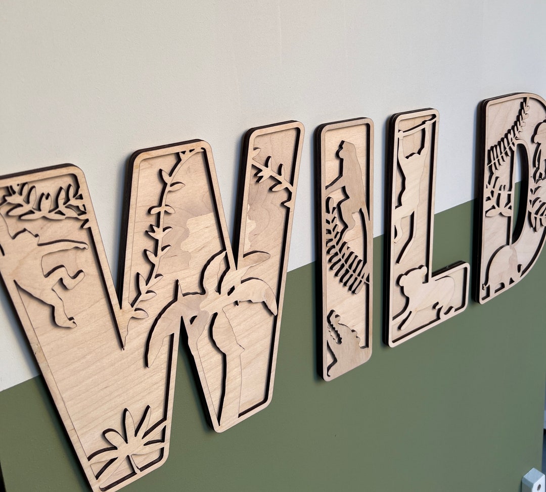 Large WILD Wording Boho Nursery Decor Scandi Accessory Childrens Decor ...