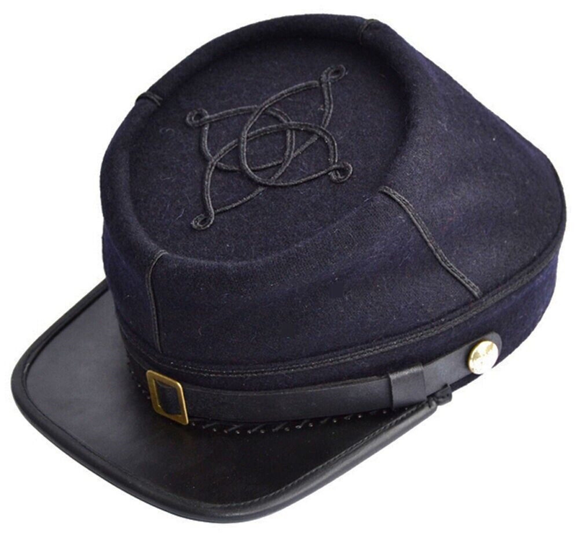 Civil War Union Officer's Infantry Leather Peak Kepi, Navy Blue With ...