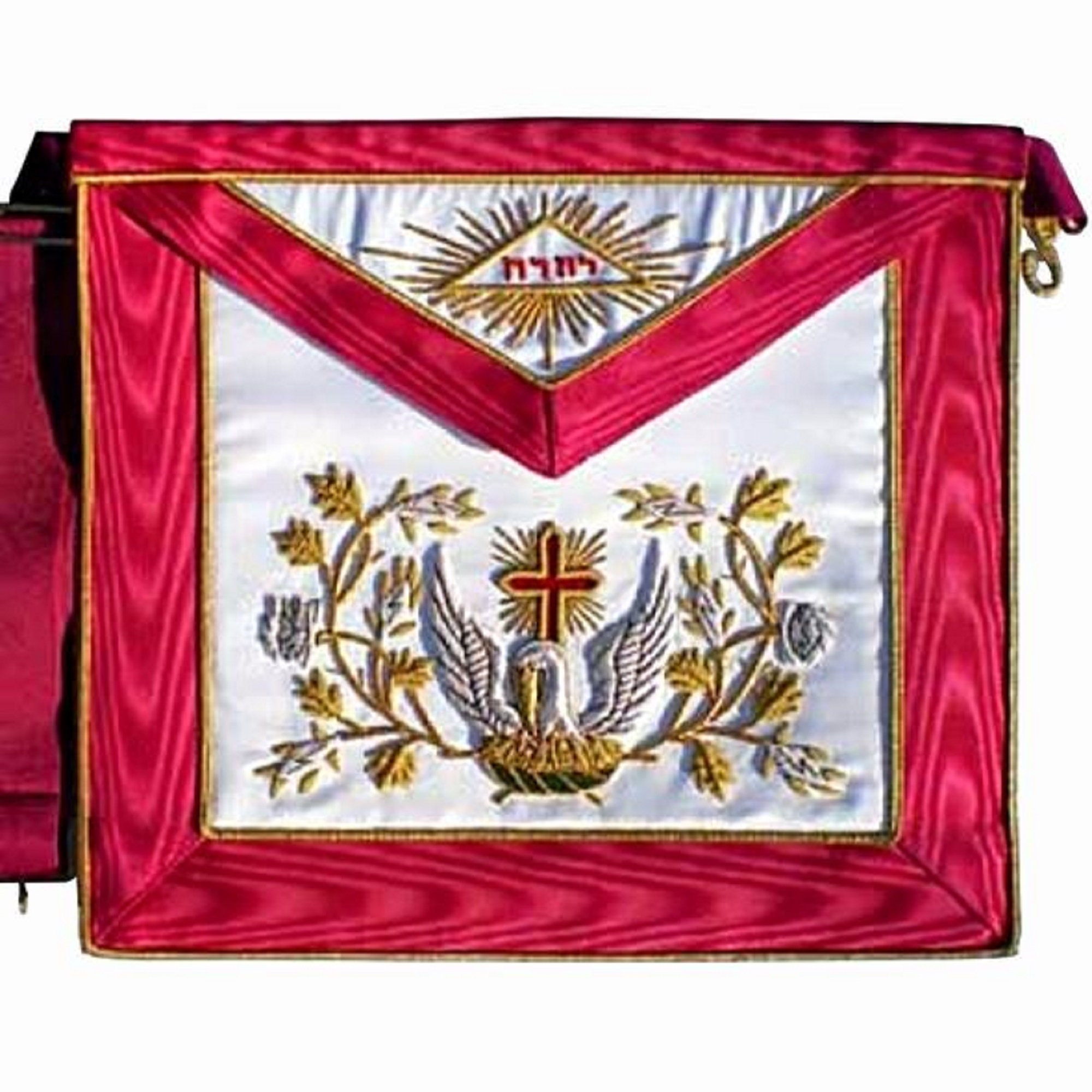 Masonic Scottish Rite AASR Silk Cardinal Red Apron 18th Degree Hand Embroidered Masonic Apron ...