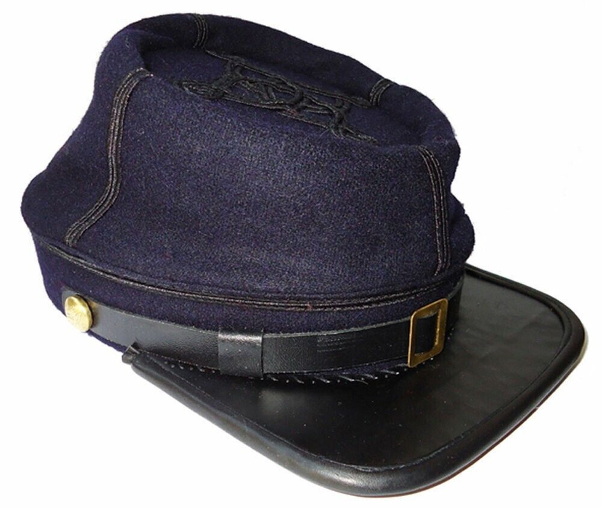 Civil War Union Officer's Infantry Leather Peak Kepi, Navy Blue With ...