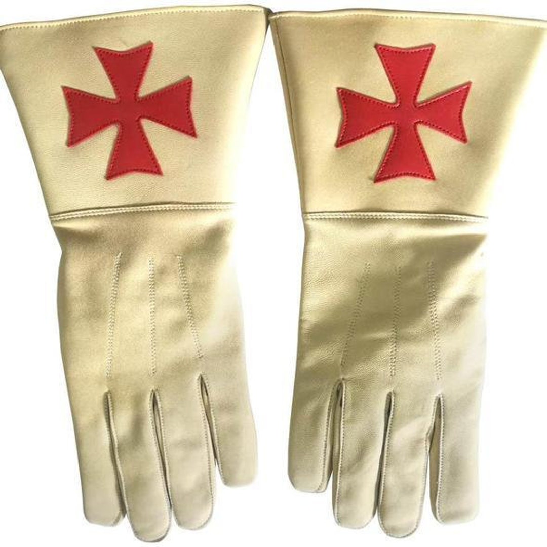 Knight of Malta Buff Colour Gauntlets Red Maltese Cross Soft - Etsy