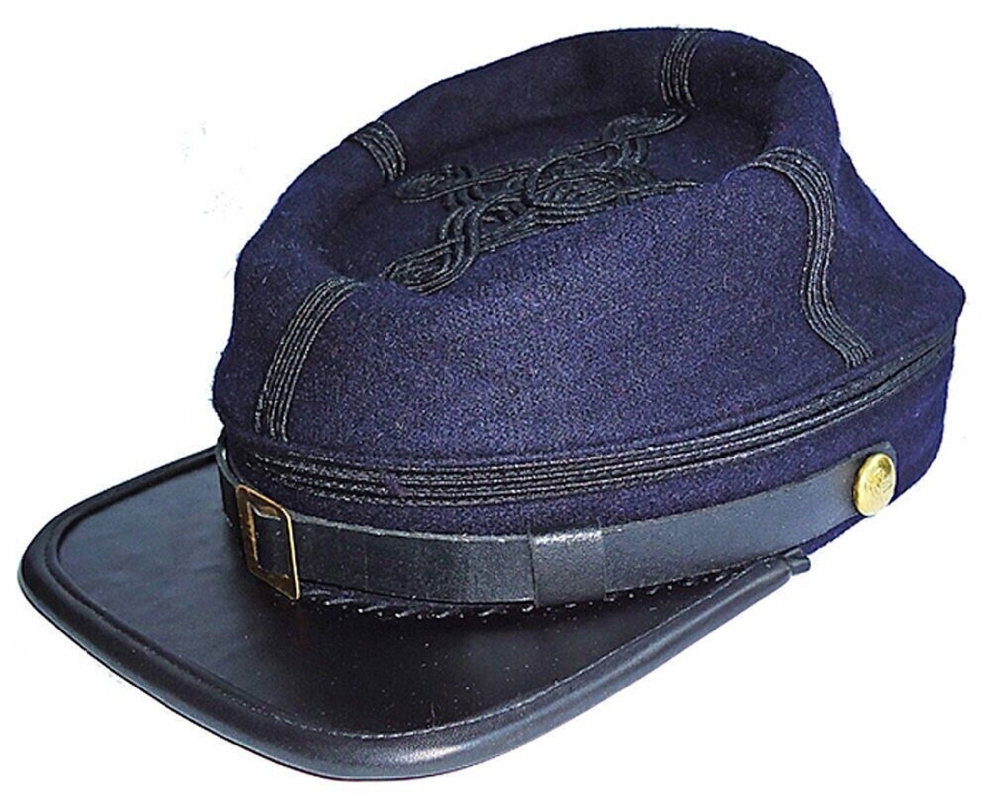 Civil War Union Officer's Infantry Leather Peak Kepi, Navy Blue With Black Rows-union Kepi-civil ...