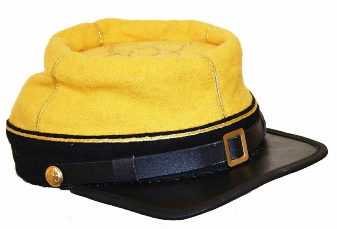 Civil War Cavalry Leather Peak 1st 2nd Lieutenant's/captains Kepi Yellow/black-authentic Civil ...