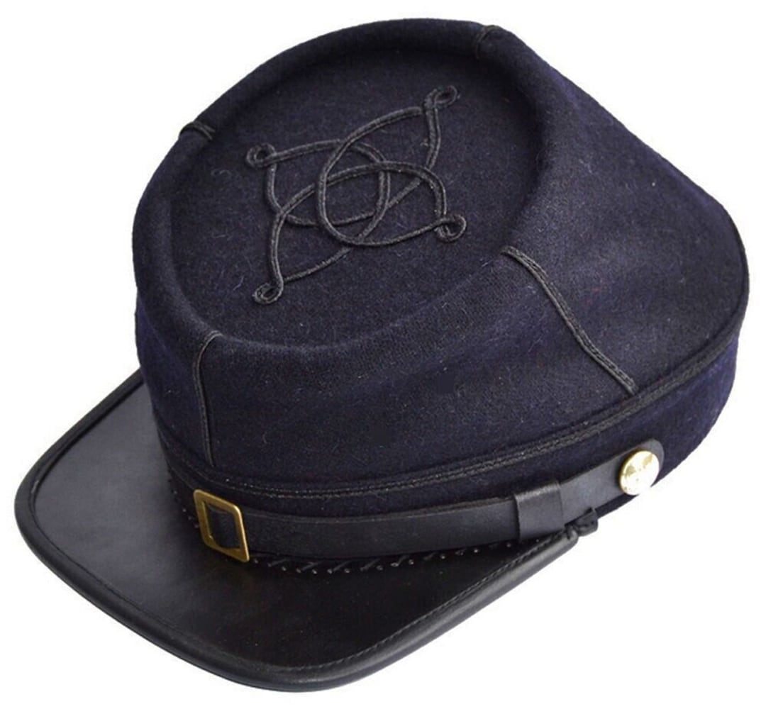 Civil War Union Officer's Infantry Leather Peak Kepi, Navy Blue With ...