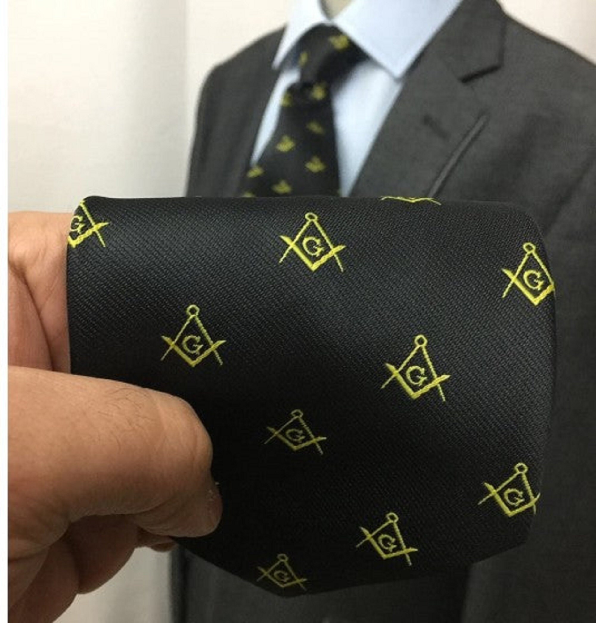 Masonic Regalia Craft Masons Silk Tie Embroided Square Compass & G ...