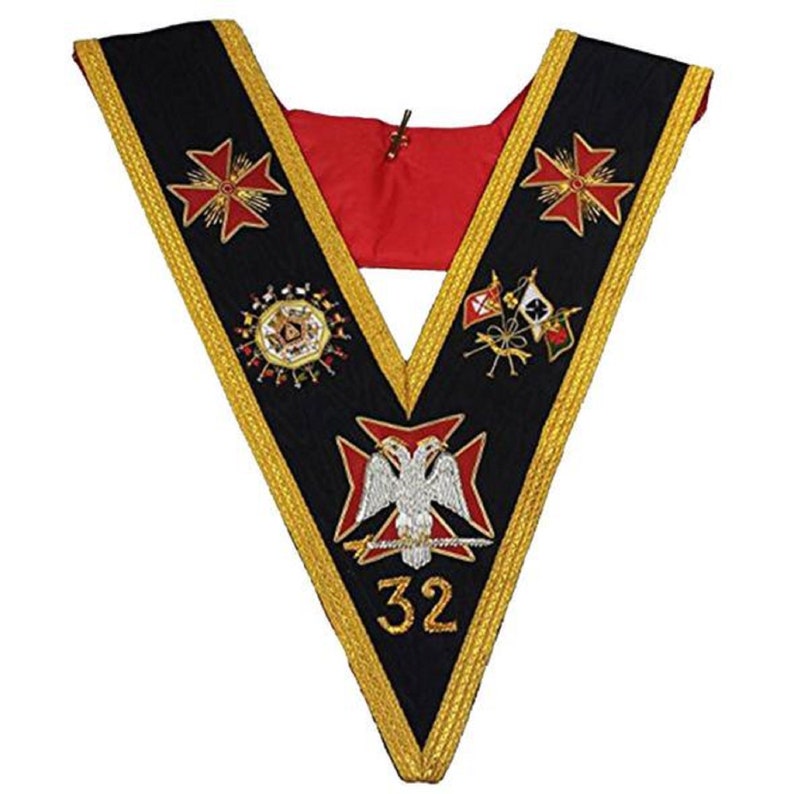 Rose Croix 32nd Degree Collar Hand Embroidered Gold Bullion Wire Made ...