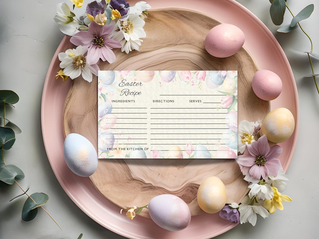 Printable Easter Recipe Card - 6x4 Inch | Floral Spring Recipe Template ...