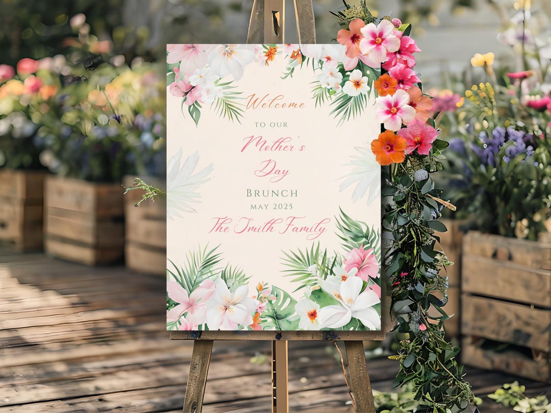 Mother’s Day Brunch Welcome Sign | Custom Floral Poster | Editable ...