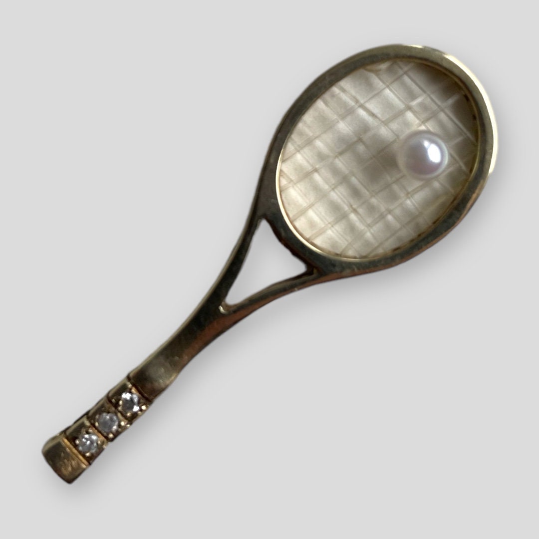 9ct Gold and Diamond Tennis Racket Pendant - Etsy