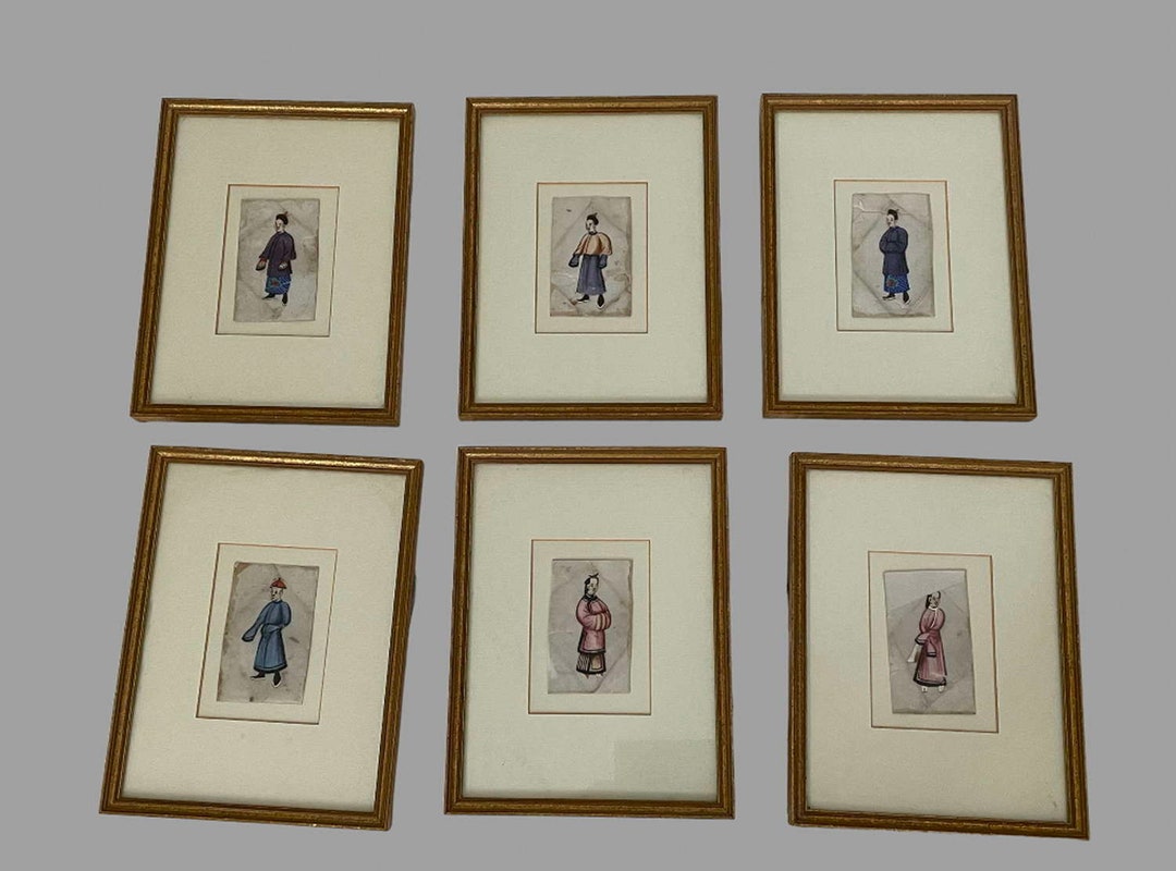A Set of Six Paintings on Rice Paper - Etsy