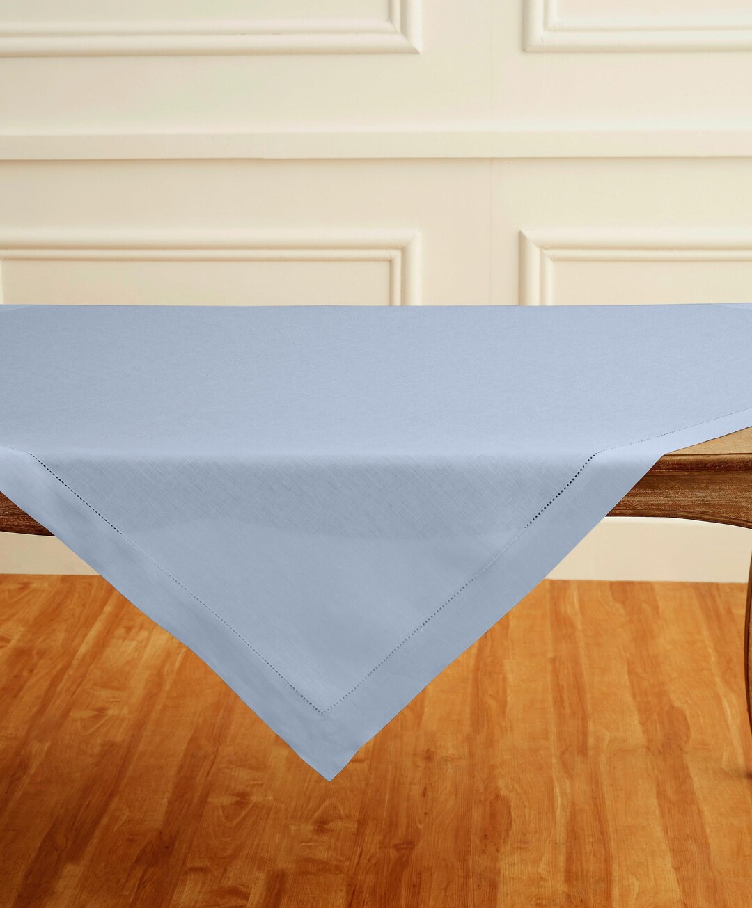 Linen Table Throw 52x52 Inch: Classic Hemstitch, Pure European Flax ...