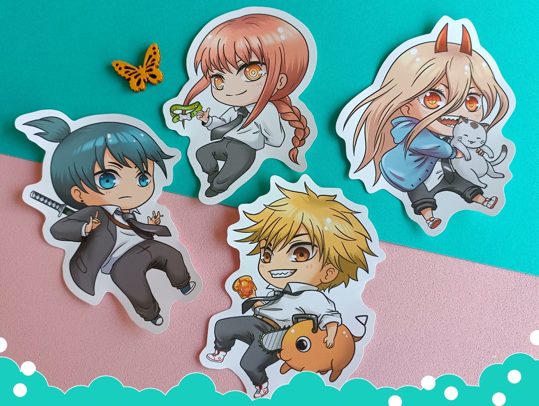 Chainsaw Anime Stickers Matte and Glossy Vinyl, Kawaii Stickers, Demon ...