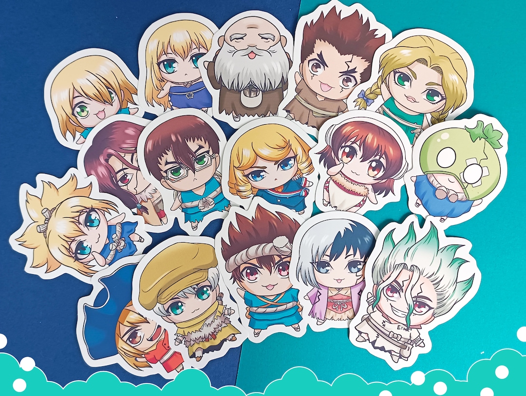 Science Kingdom Crew Chibi Stickers, Matte and Glossy Stickers, Senku ...