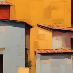 Townscape Printable Art, Oil Painting of a Town, Wall Decor, Digital ...