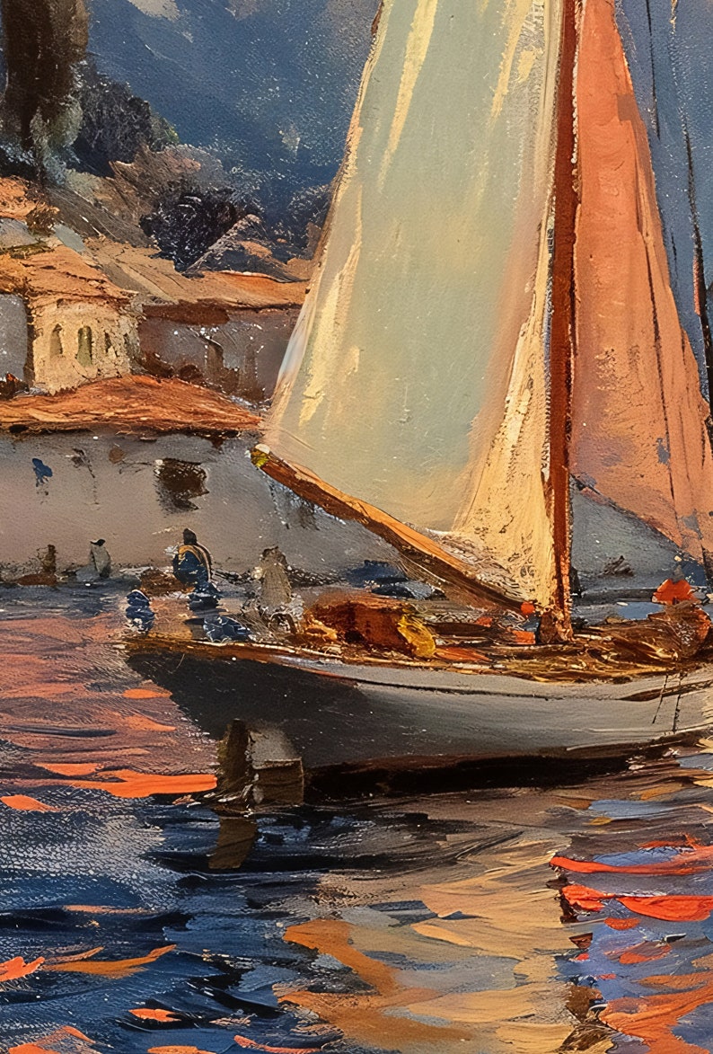 Sailboat Sunset Printable Art | Instant Digital Download, Impressionist ...