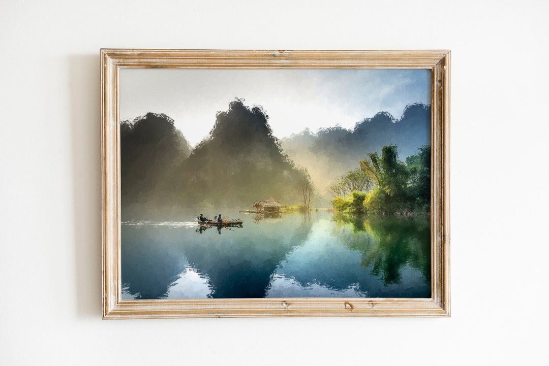 Calm River Oil Painting -digital Download - Landscape Prints Printable ...