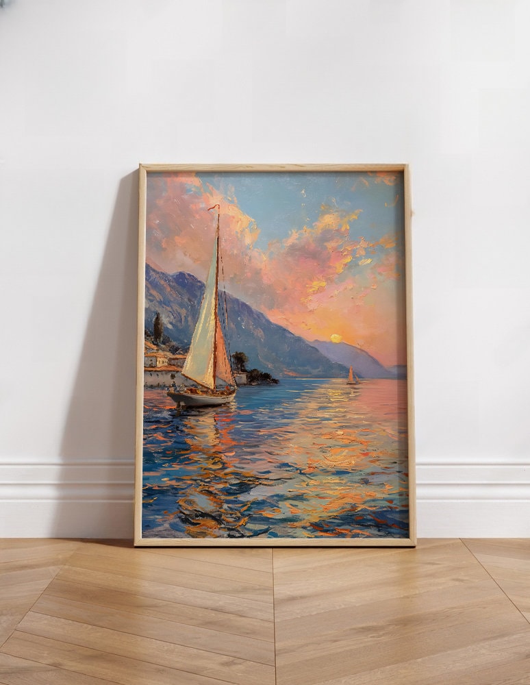 Sailboat Sunset Printable Art | Instant Digital Download, Impressionist ...