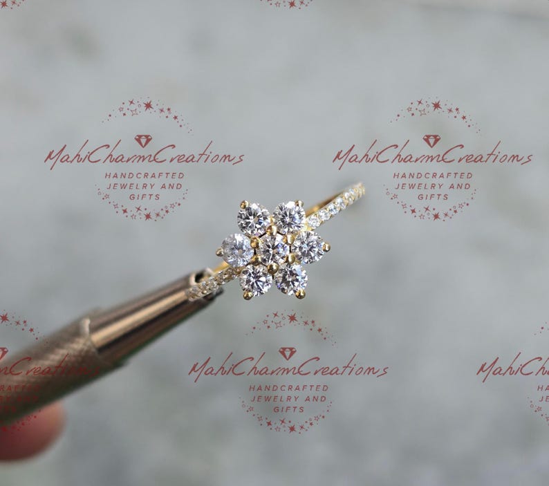 14k Gold Plated 925 Sterling Silver Moissanite Diamond Women Ring ...