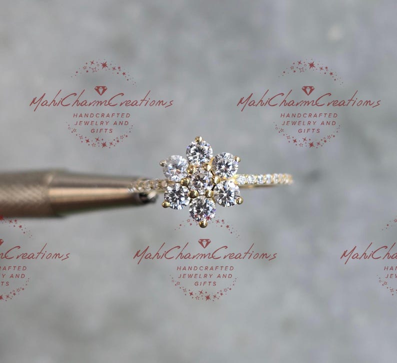 14k Gold Plated 925 Sterling Silver Moissanite Diamond Women Ring ...