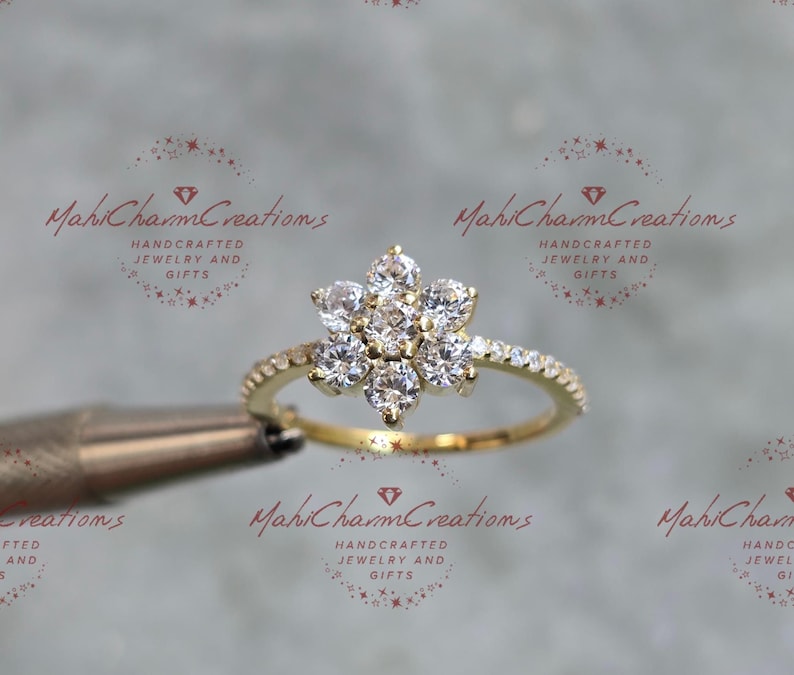 14k Gold Plated 925 Sterling Silver Moissanite Diamond Women Ring ...