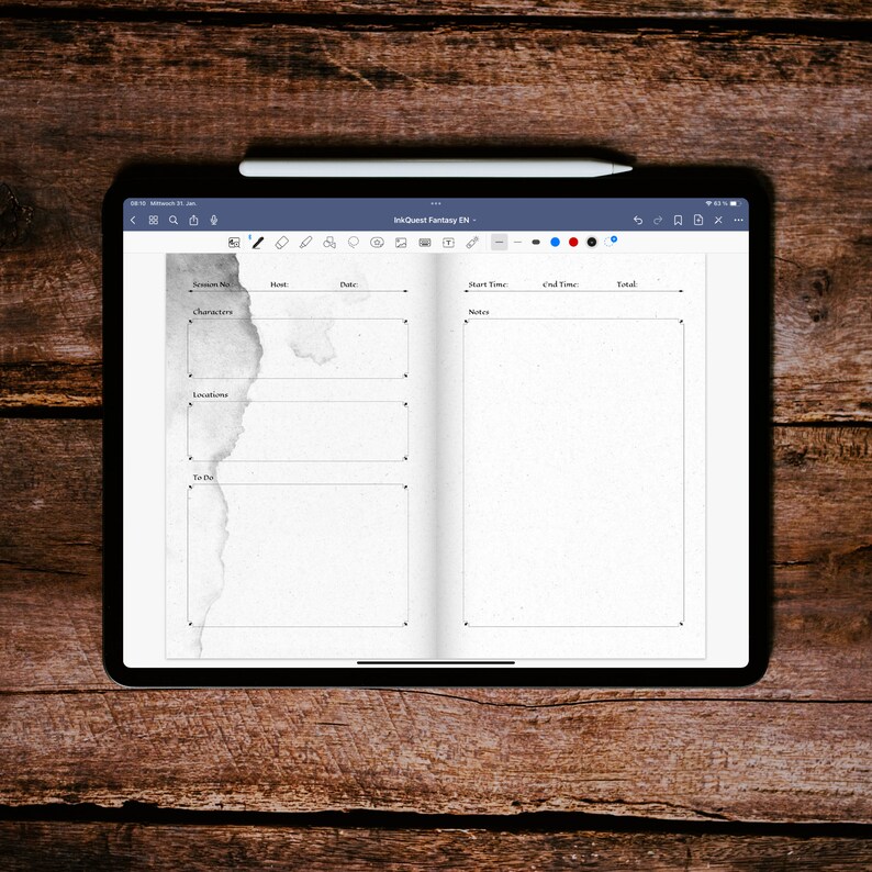Inkquest Fantasy (EN) Goodnotes Template, RPG, Notebook for Role ...