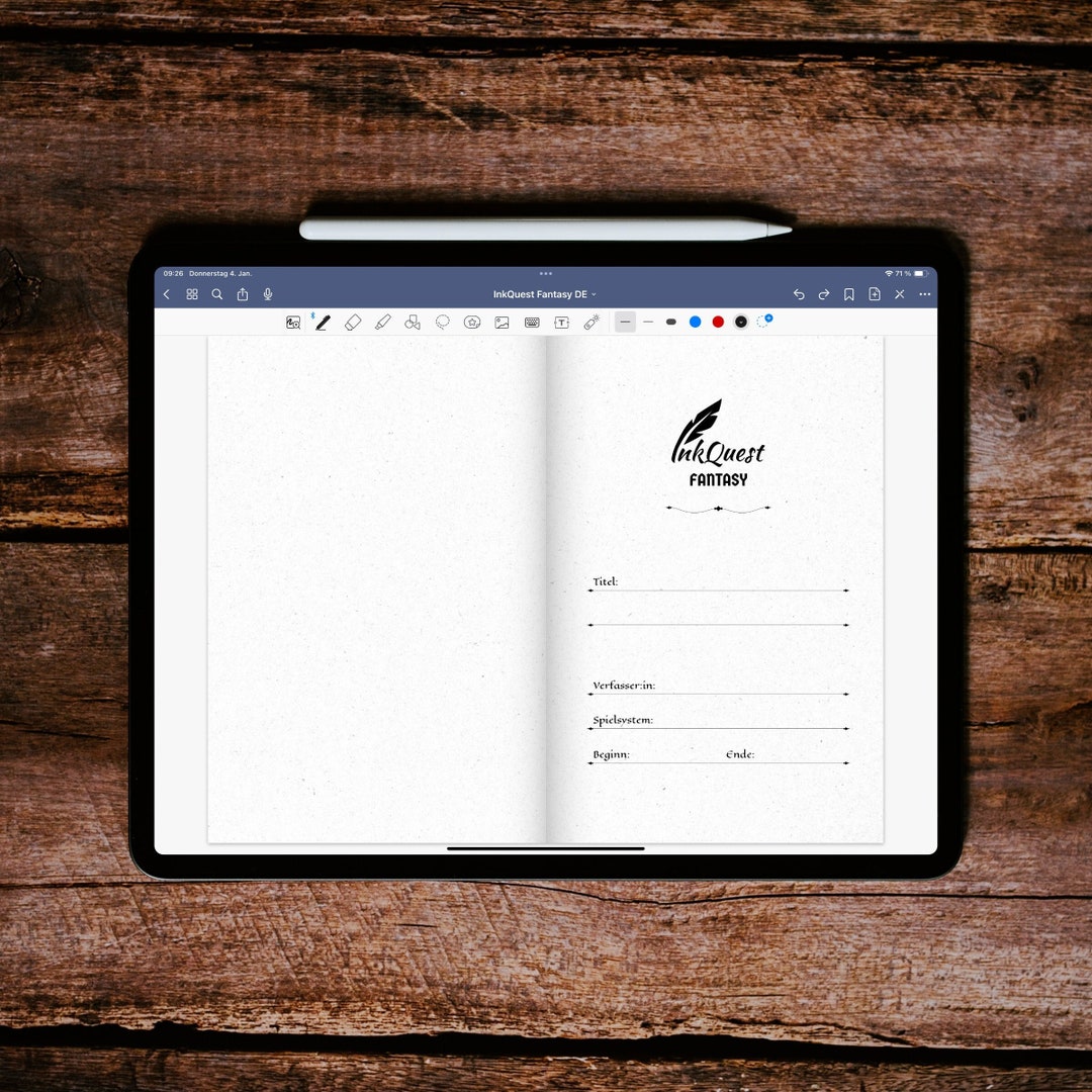 Inkquest Fantasy DE Goodnotes Template, RPG, Notebook for Role-playing ...