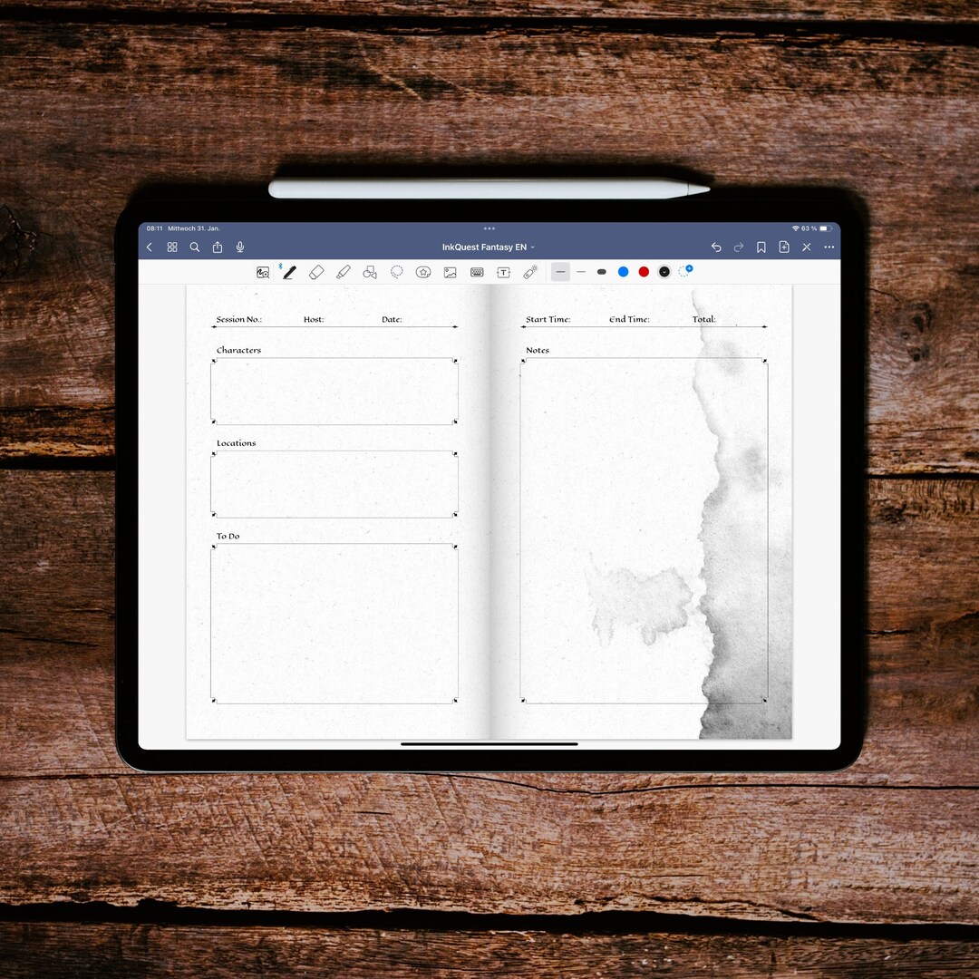Inkquest Fantasy (EN) Goodnotes Template, RPG, Notebook for Role ...