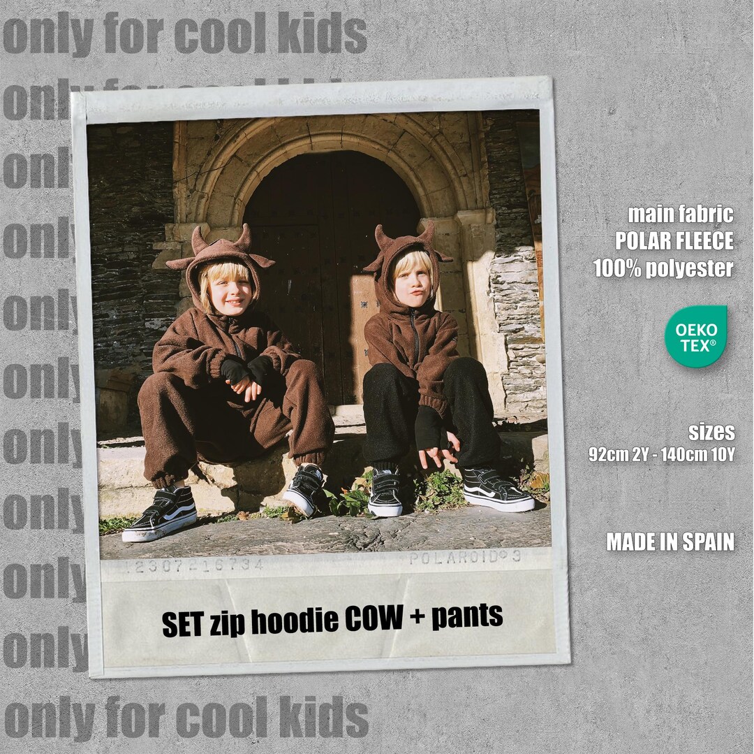 Polar Fleece Set Zip Hoodie COW + Pants - Etsy