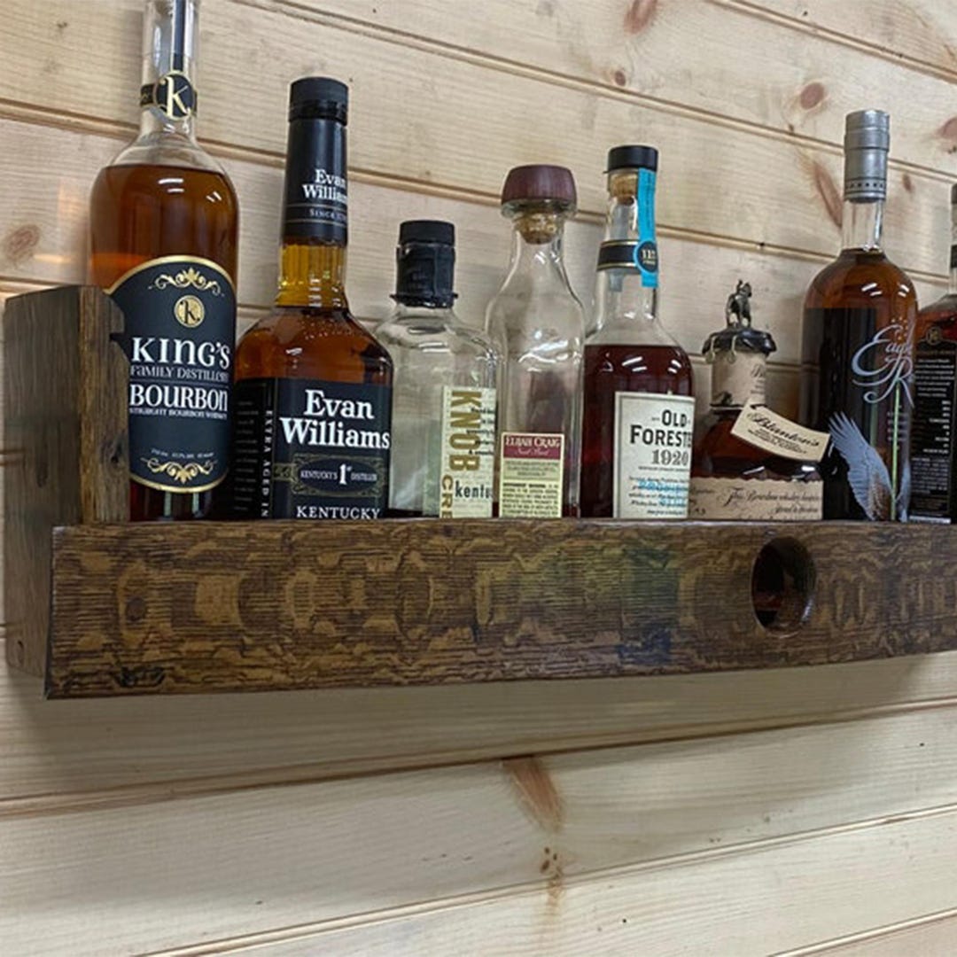 Bourbon Barrel Stave Shelf, Drinks Cabinet, Whiskey Rack, Bourbon Gifts ...