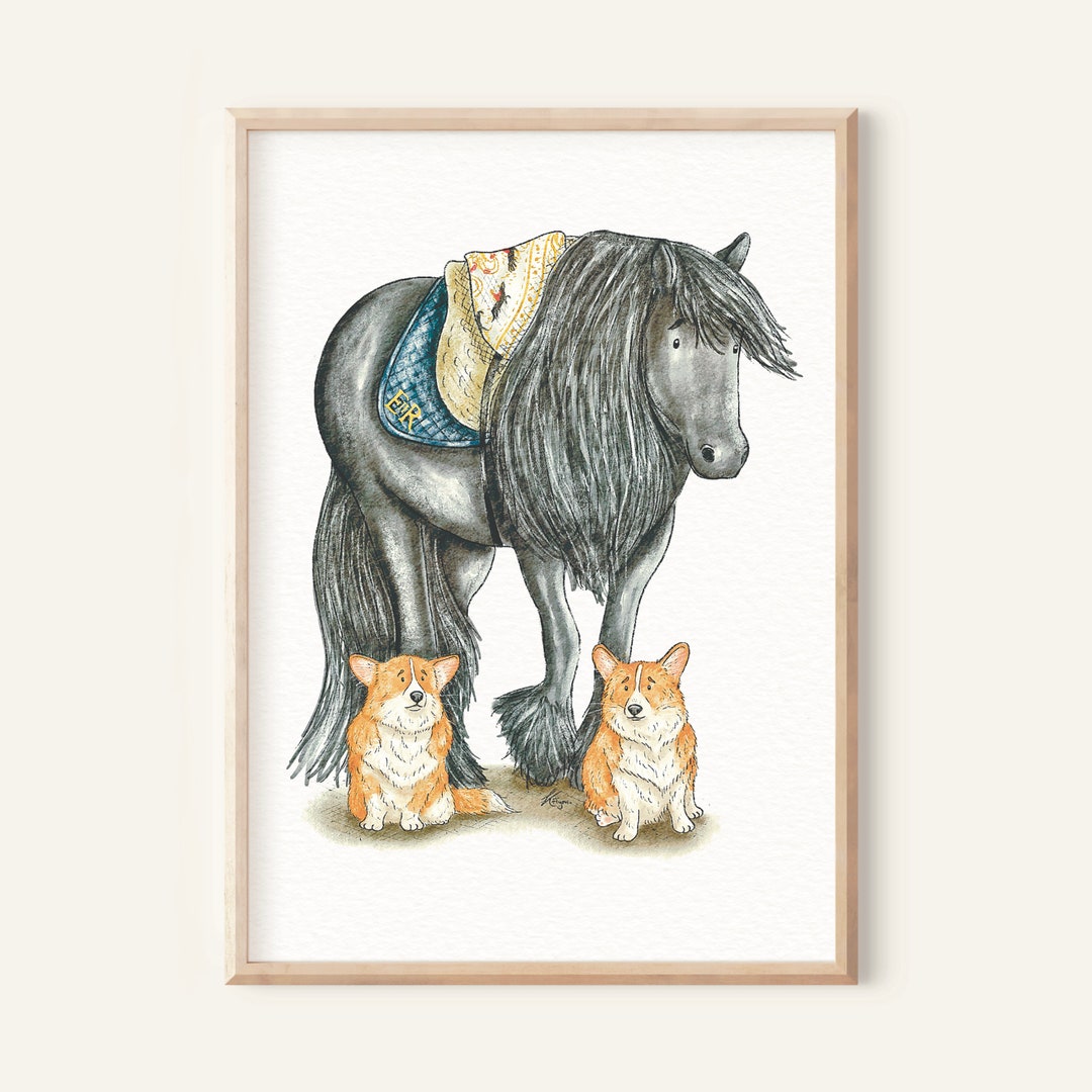 Queen Elizabeth Print the Queens Pets Queen Elizabeth Art - Etsy