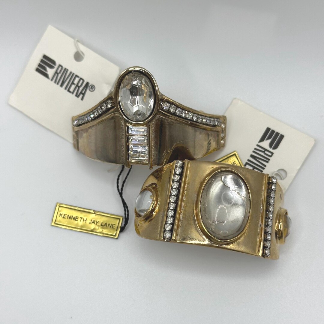 Kenneth Jay Lane Tiara Jeweled Hair Clips Barrette Saks Riviera France ...
