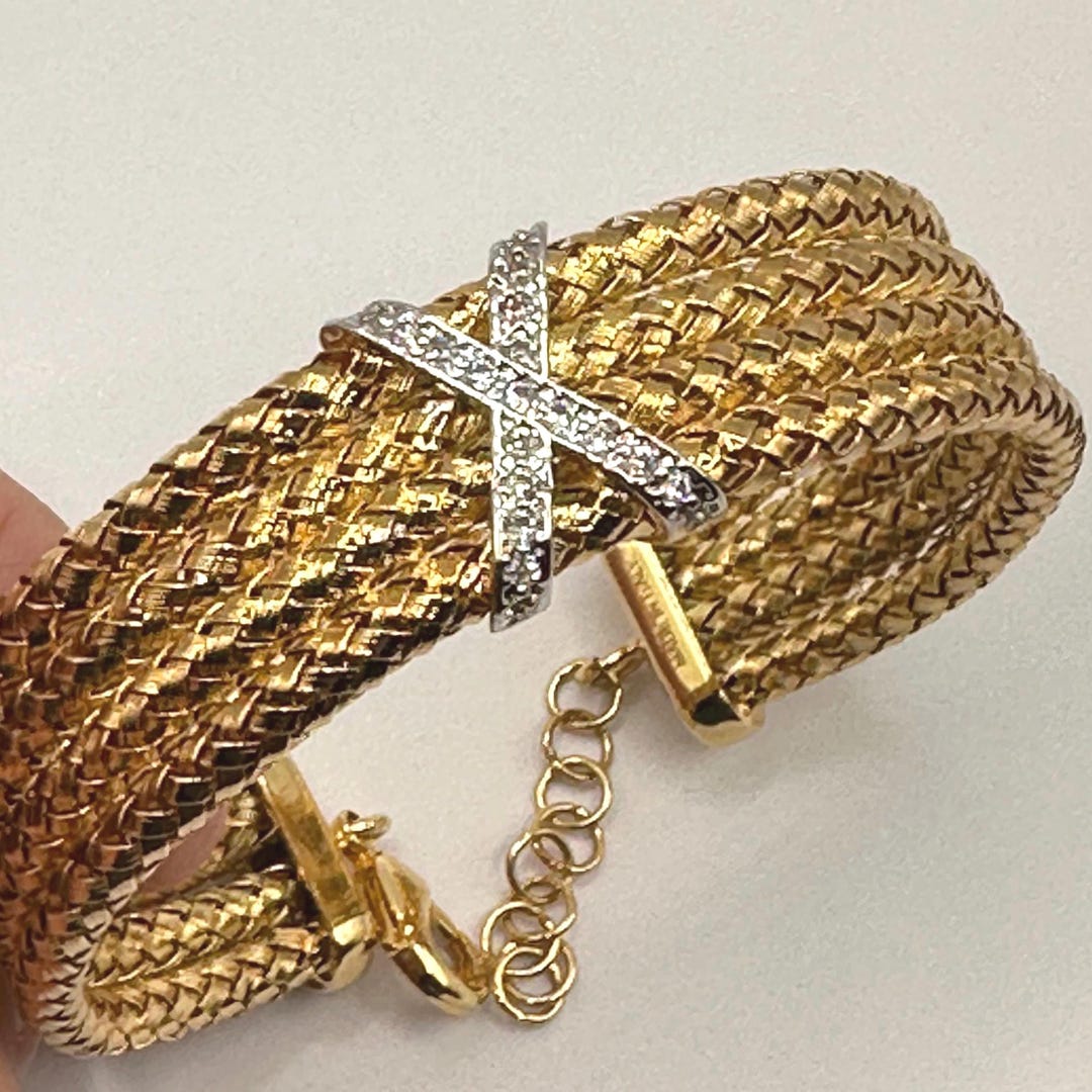 Stauer 'italiano Fantasia X' Bronze Braid Cuff Bracelet: 18K Gold ...