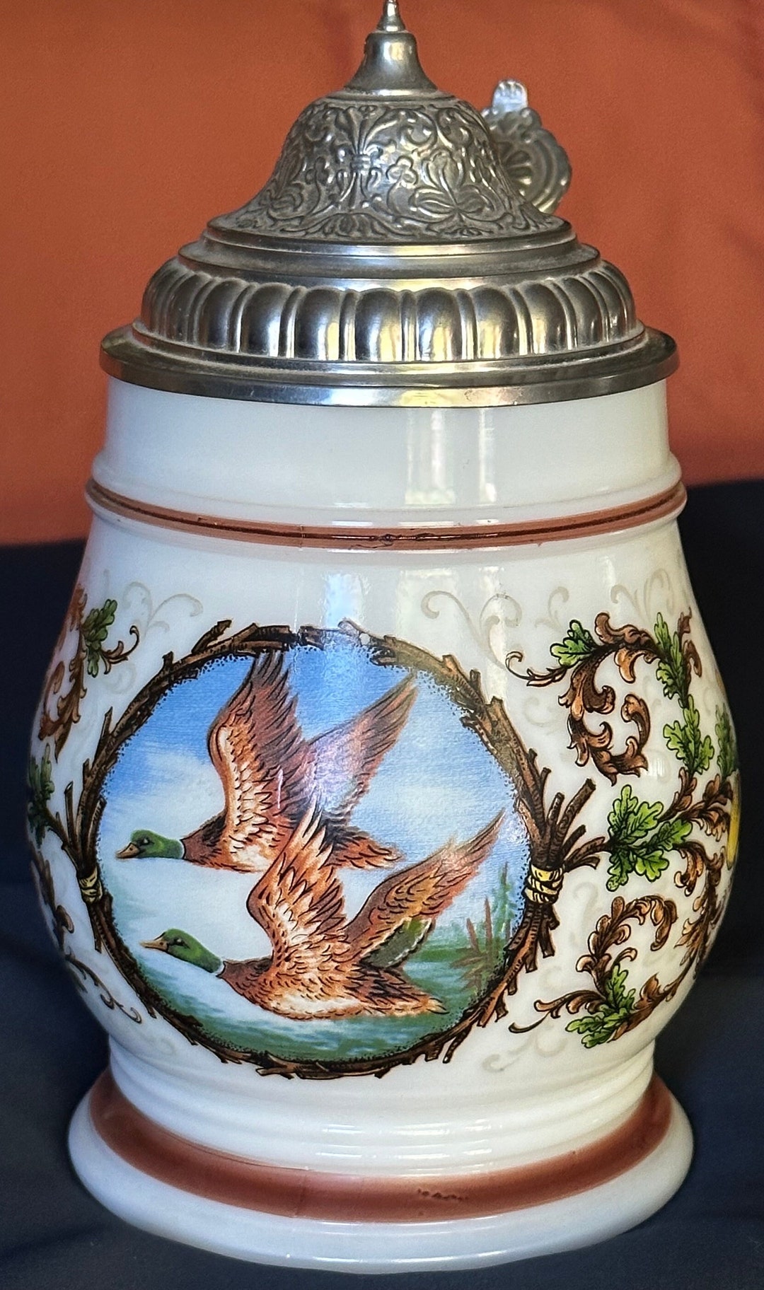 Original Vintage BMF Lidded Beer Stein West Germany Mug White Milk ...