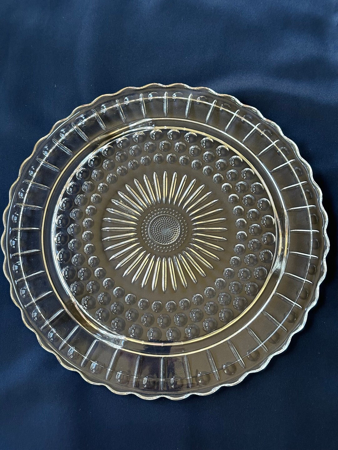 Federal Glass Pattern 2889 (cut Dots & Daisy Design) Clear Footed Cake ...