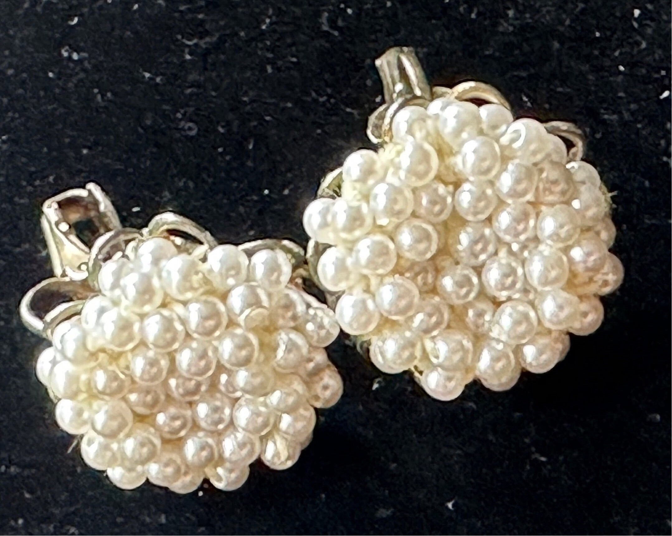 White Seed Pearl Cluster Lever Back Earrings - Etsy